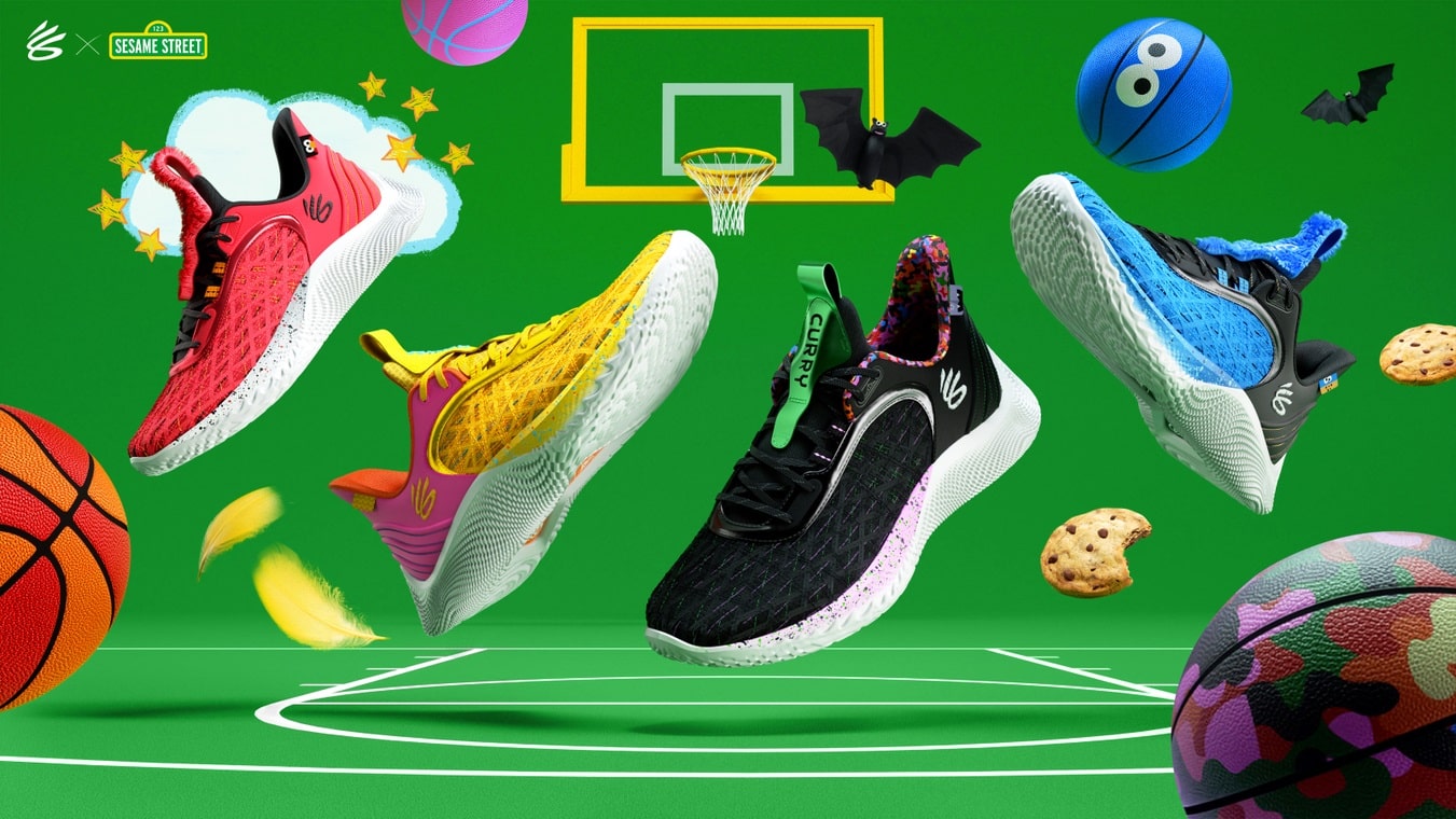 Curry 9 Flow X Sesame Street : les coloris Elmo et Cookie Monster